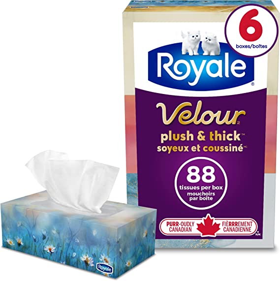 Multi-Soins.ca ROYALE VELOUR PLUSH & THICK 72 FACIAL TISSUE 3 PLY 6 PACK